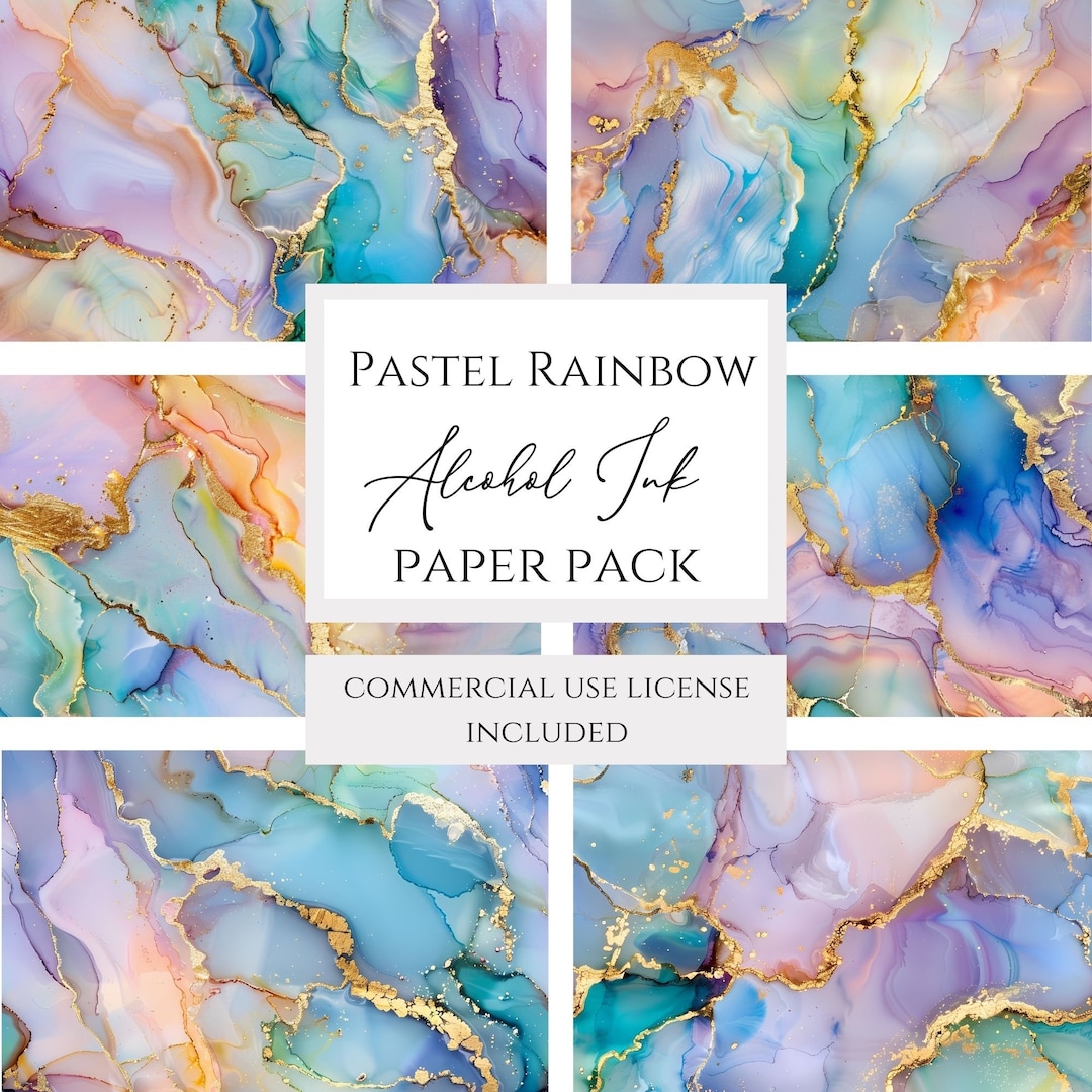 Alcohol Ink Geode Rainbow Digital Paper, Colorful Backgrounds and ...