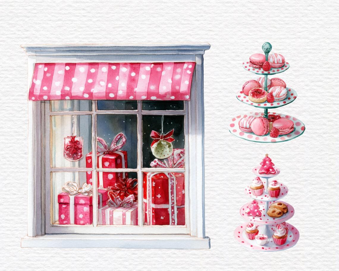 Christmas Tea Cups Clipart Watercolor Pink Christmas Png, Coquette Cups ...