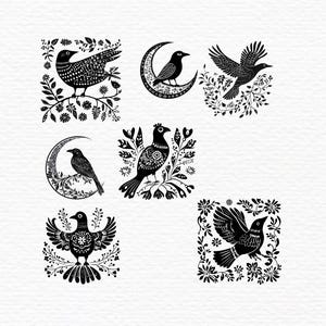 Folk Art Crow Png, Scandinavian, Silhouettes, Nordic Folk Art, Crow ...