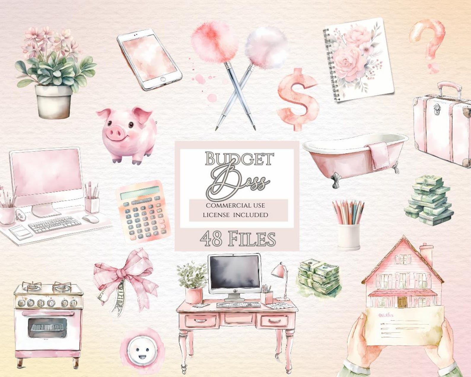 Watercolor Budget Clipart. Become a Boss With Budgeting and Finance ...