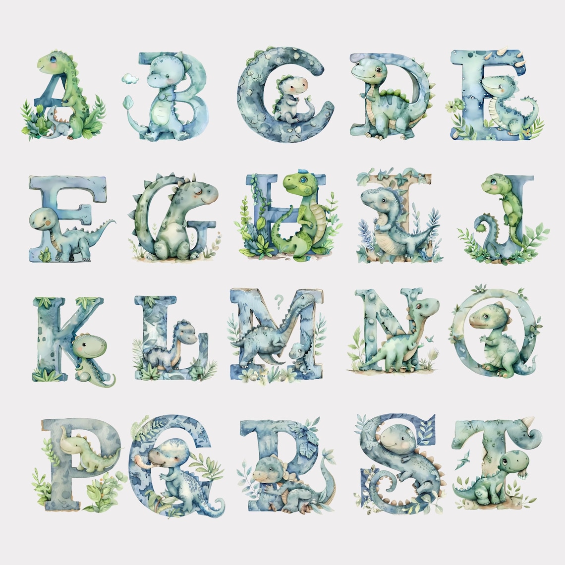 Cute Dino Alphabet Clipart Bundle Transparent PNG, Bundle Clipart ...