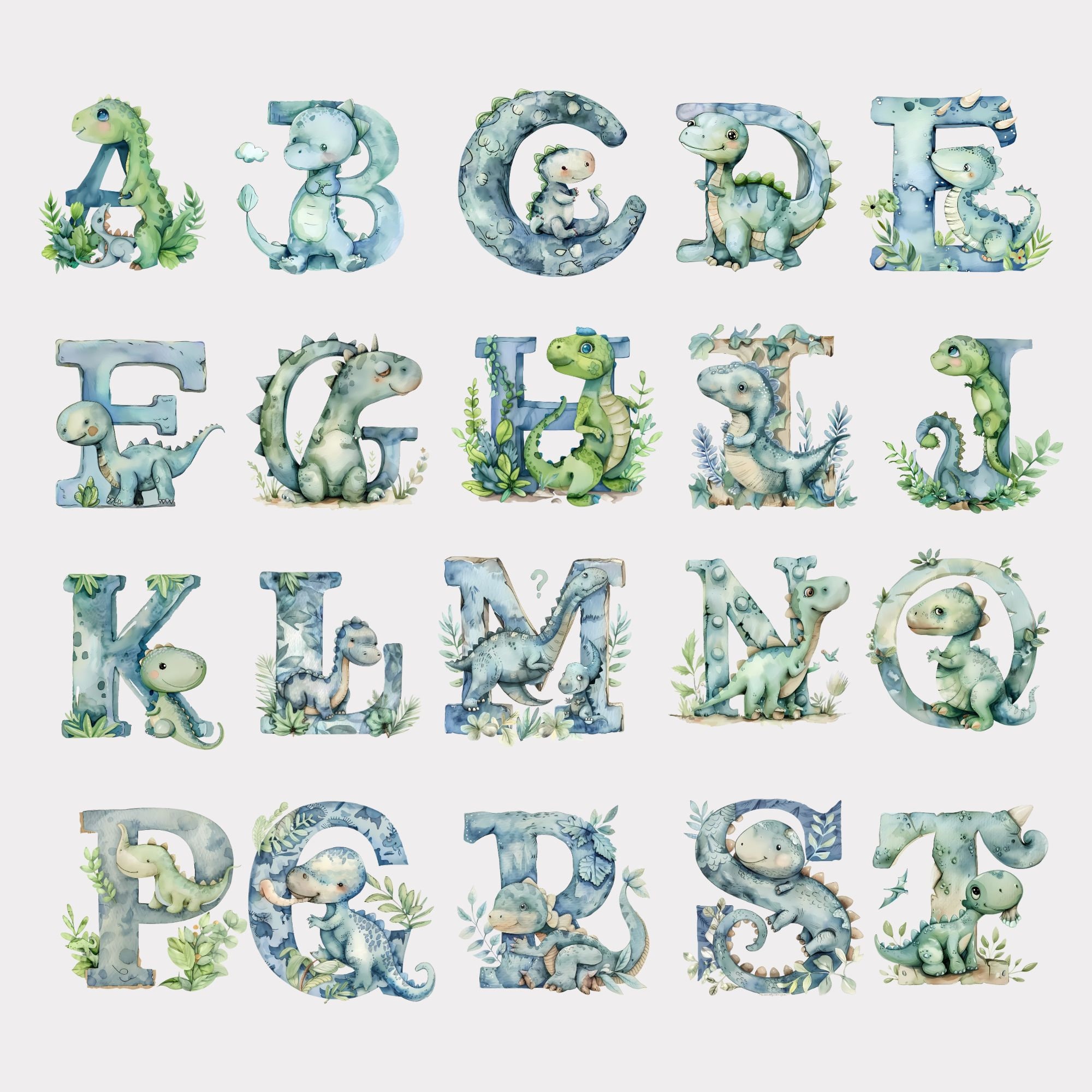 Cute Dino Alphabet Clipart Bundle Transparent PNG, Bundle Clipart ...
