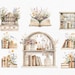 Boho Bookshelf, Clipart Library, Wildflower Books, Stack of Books ...
