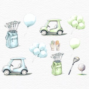 Watercolor Golf Cart Clipart, Sports Clipart, Golf Clubs Clipart, Golf ...