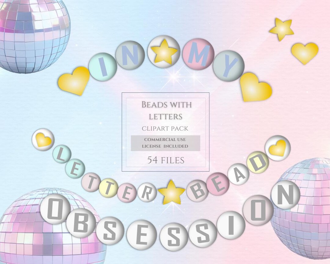 Letter Beads Clipart, Digital Download, Doodle Letters, Alphabet ...