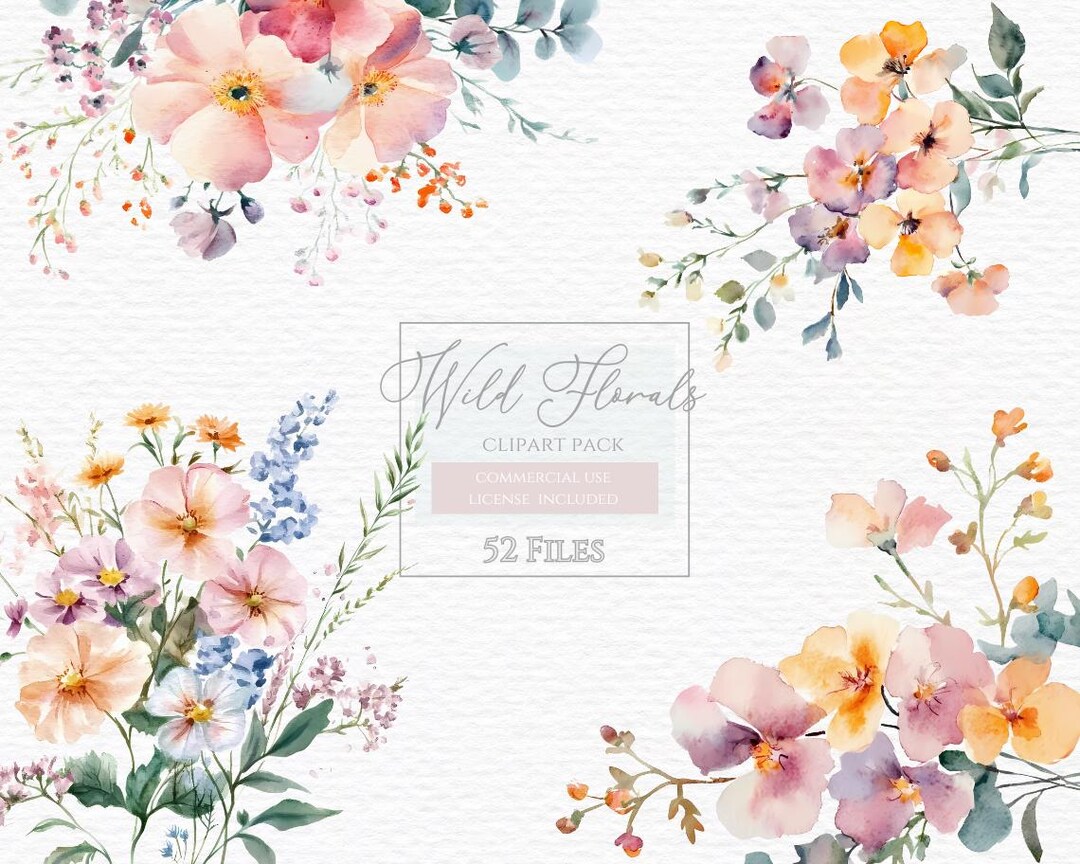 Watercolor Wild Flowers, Wild Flowers Clipart, Floral Clipart ...