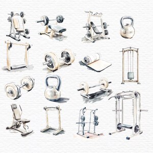 Watercolor Clipart, Gym Fitness, Equipment Gym, Workout Decals, Gym Png ...
