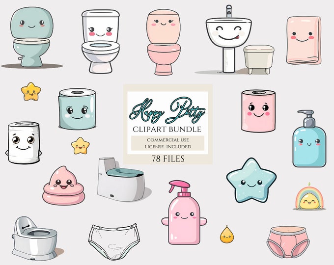Potty Training Clipart. Bathroom Chores, Toilet, Toilet Paper, Poop ...