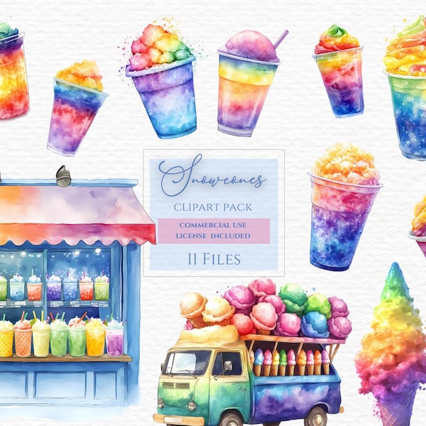 Snow Cone Clipart - Etsy