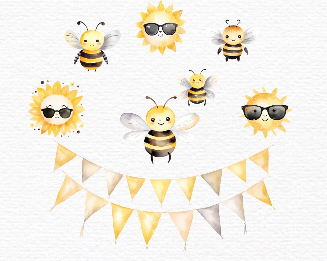 Cute Sun Clipart, Sun Clipart, Watercolor Sun PNG, Summer Clipart ...