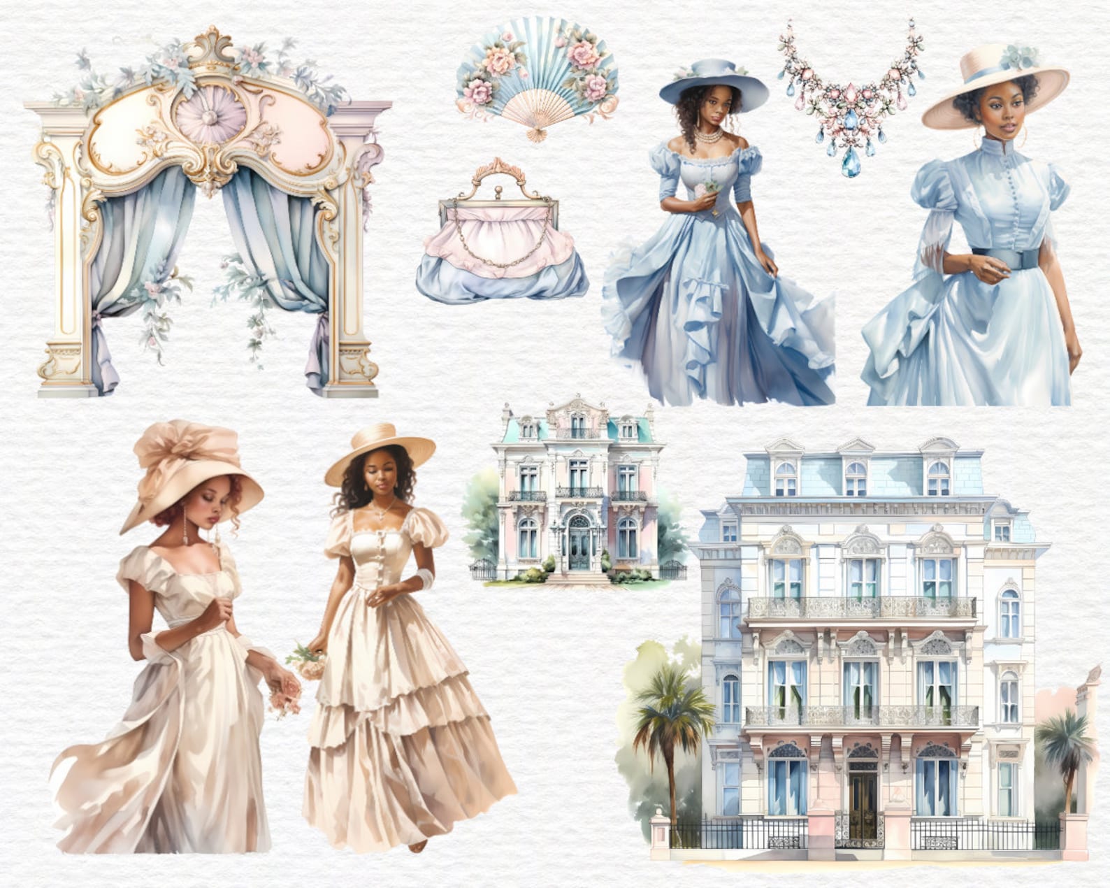 Regency Era Clipart, Digital Download, Commercial Use, Regency Fashion ...