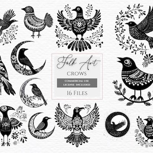 Folk Art Crow Png, Scandinavian, Silhouettes, Nordic Folk Art, Crow ...