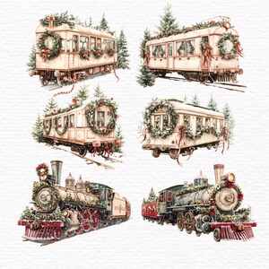Watercolor Christmas Train Clipart, Winter Train, Christmas Decoration ...