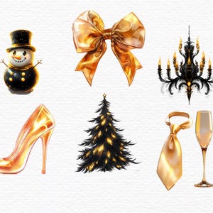 Happy New Year Clipart Black and Gold 2025, Black and Gold Party, New ...