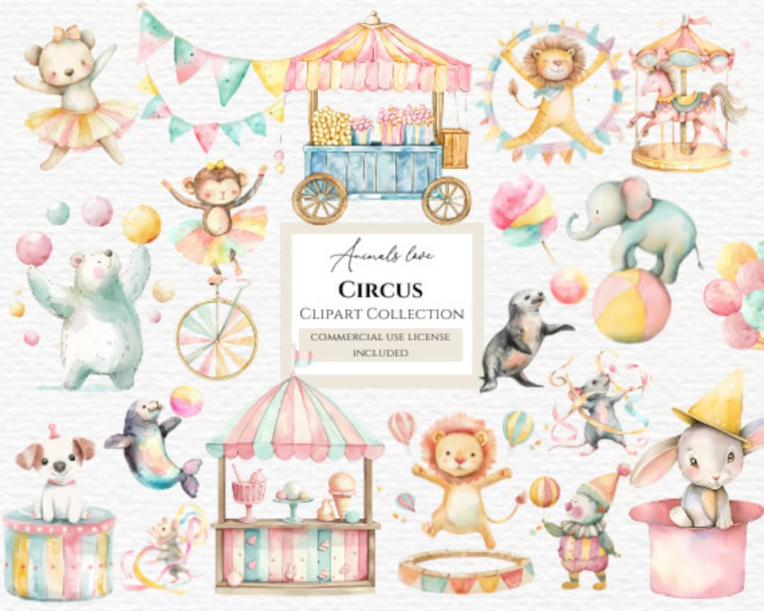Circus Animals Png, Watercolor Carousel Clipart. Learn More in ...