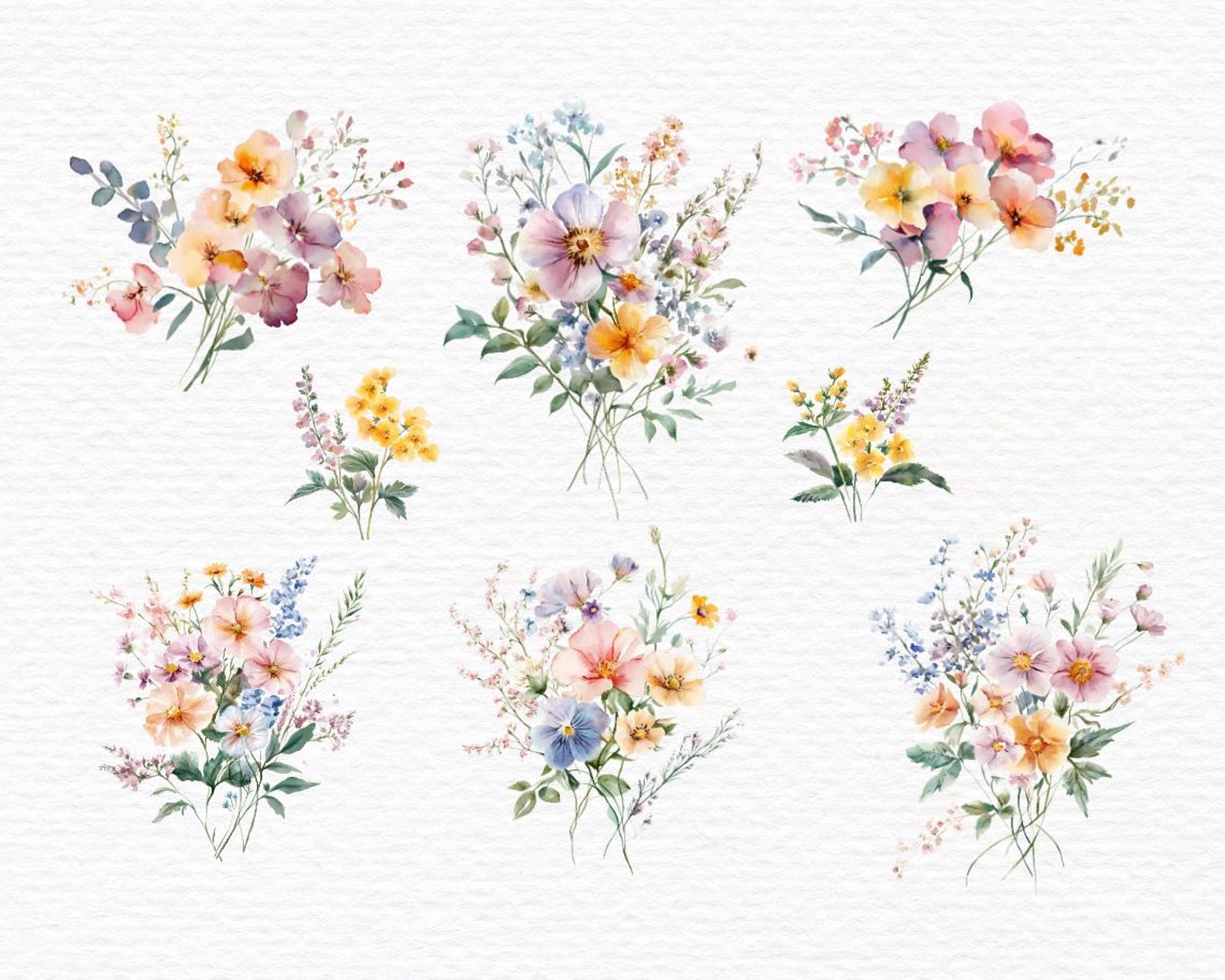 Watercolor Wild Flowers, Wild Flowers Clipart, Floral Clipart ...