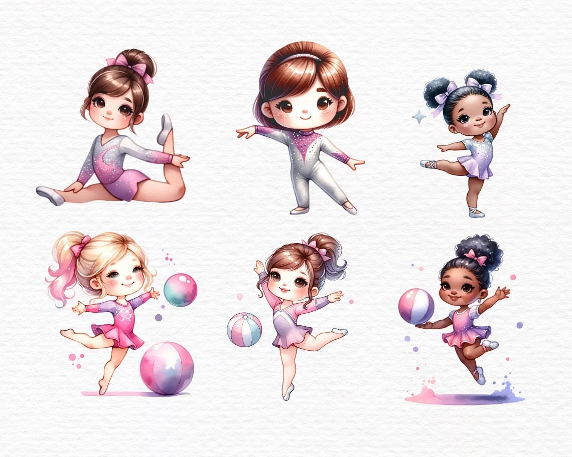 Watercolor Pastel Gymnastics Clipart, Gymnastic Girl Png,gymnast Clipart,jump off the Beam ...