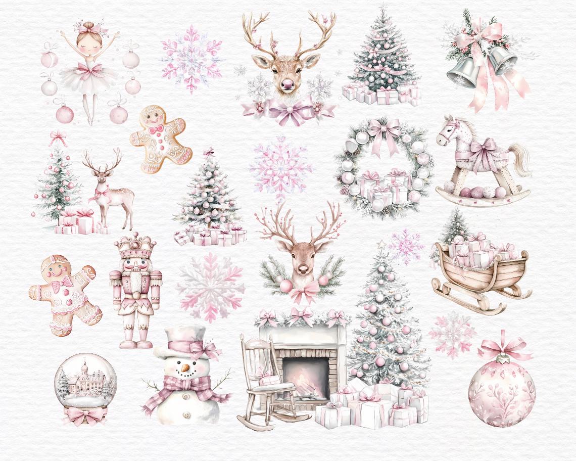 Pink Winter Wonderland Clipart,holiday Clipart,winter Clipart,cute ...