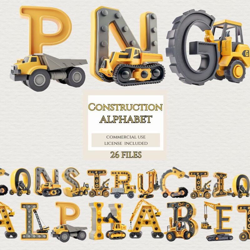 Construction Alphabet Png - Etsy