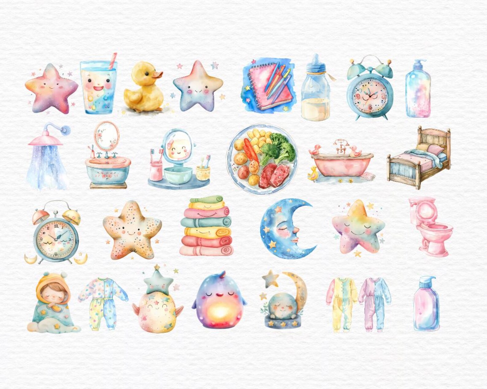Watercolor Clipart Daily Routine, Visual Schedule, Daily Routine Cards ...