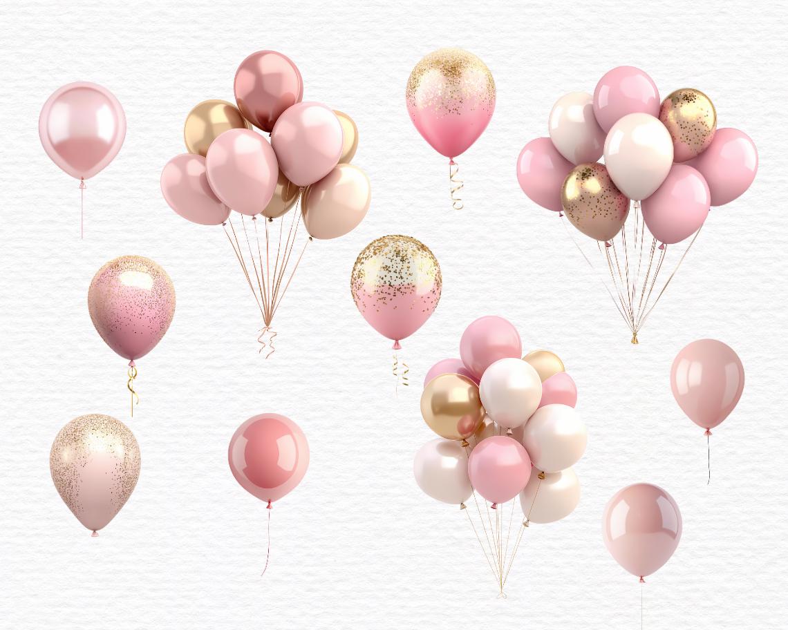 Black and Gold Balloon Clipart, White and Gold Party, Blush and Gold ...