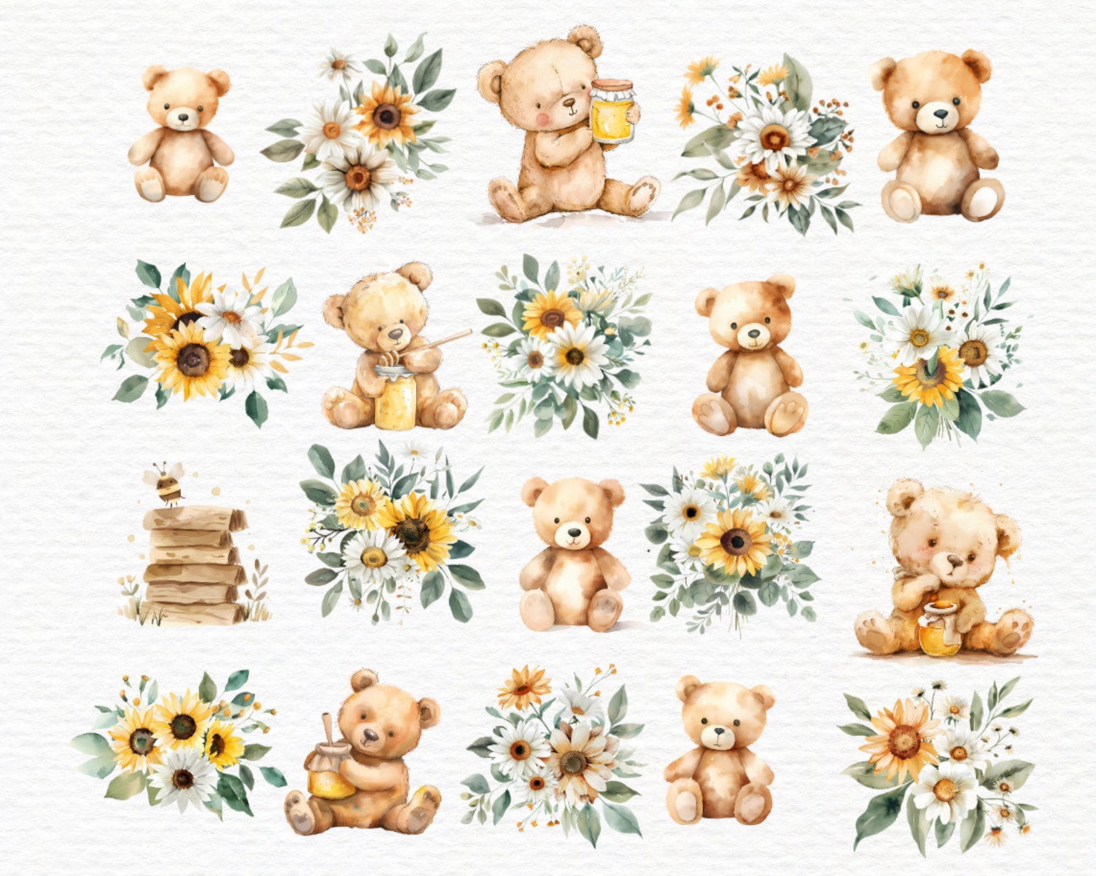 Bear and Bee Clipart, Honey Bee Clipart, Little Animal PNG, Mama to Be ...