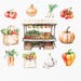 Farmers Market Stand Clipart, Clipart Bundle, Watercolor Clipart ...