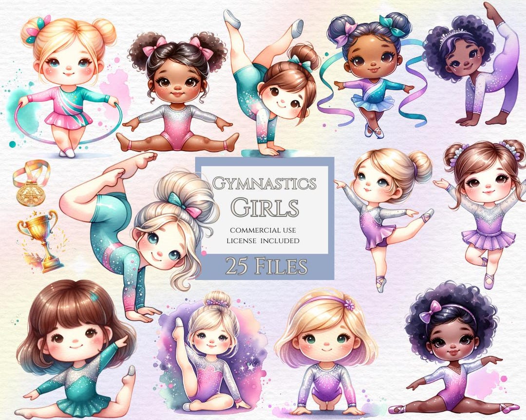Watercolor Pastel Gymnastics Clipart, Gymnastic Girl Png,gymnast ...