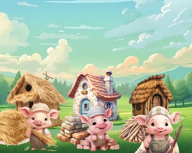 Three Little Pigs Clip Art, Birthday Theme Png, Watercolor Fairy ...