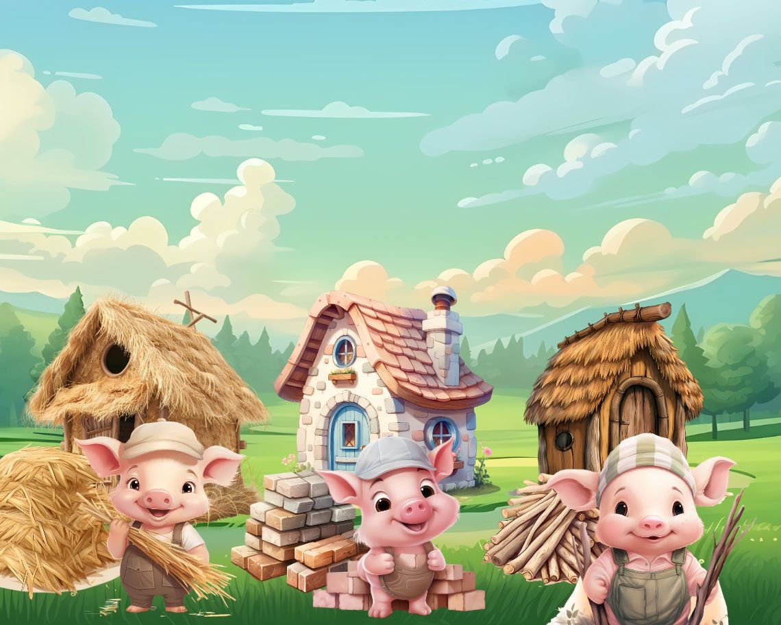 Three Little Pigs Clip Art, Birthday Theme Png, Watercolor Fairy ...