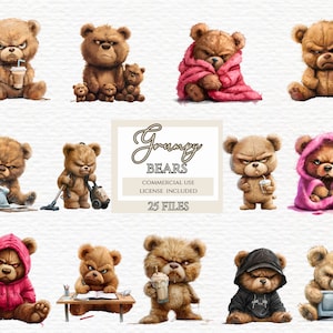 Grumpy Bear Clipart, Printing Images, Cute Illustrations, Scrapbook ...