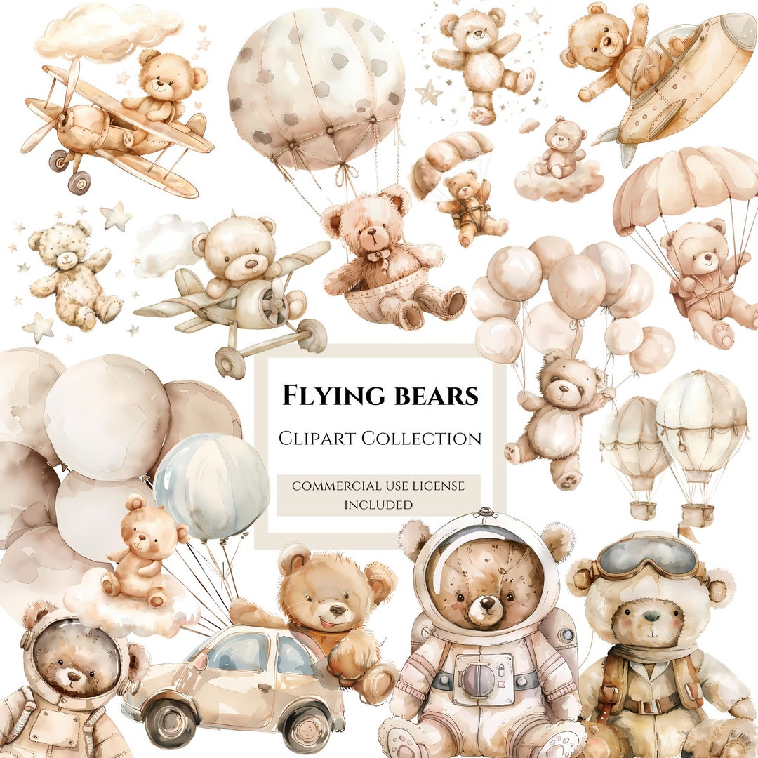 Flying Bear Clipart, Cute Teddy Bears Pngs. Learn More in Description ...