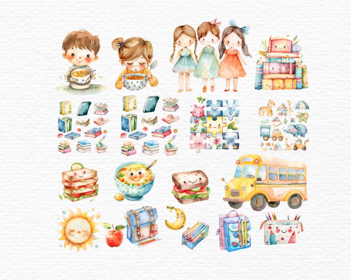 Watercolor Clipart Daily Routine, Visual Schedule, Daily Routine Cards ...