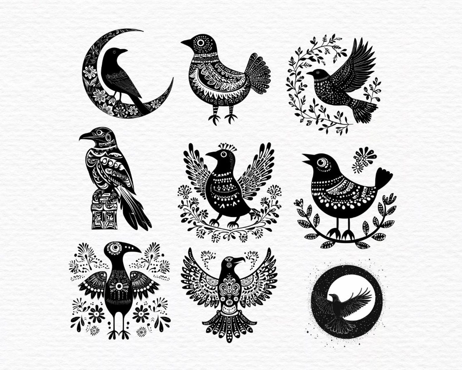 Folk Art Crow Png, Scandinavian, Silhouettes, Nordic Folk Art, Crow ...