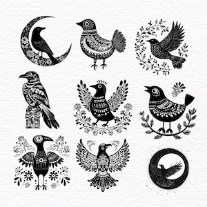 Folk Art Crow Png, Scandinavian, Silhouettes, Nordic Folk Art, Crow ...