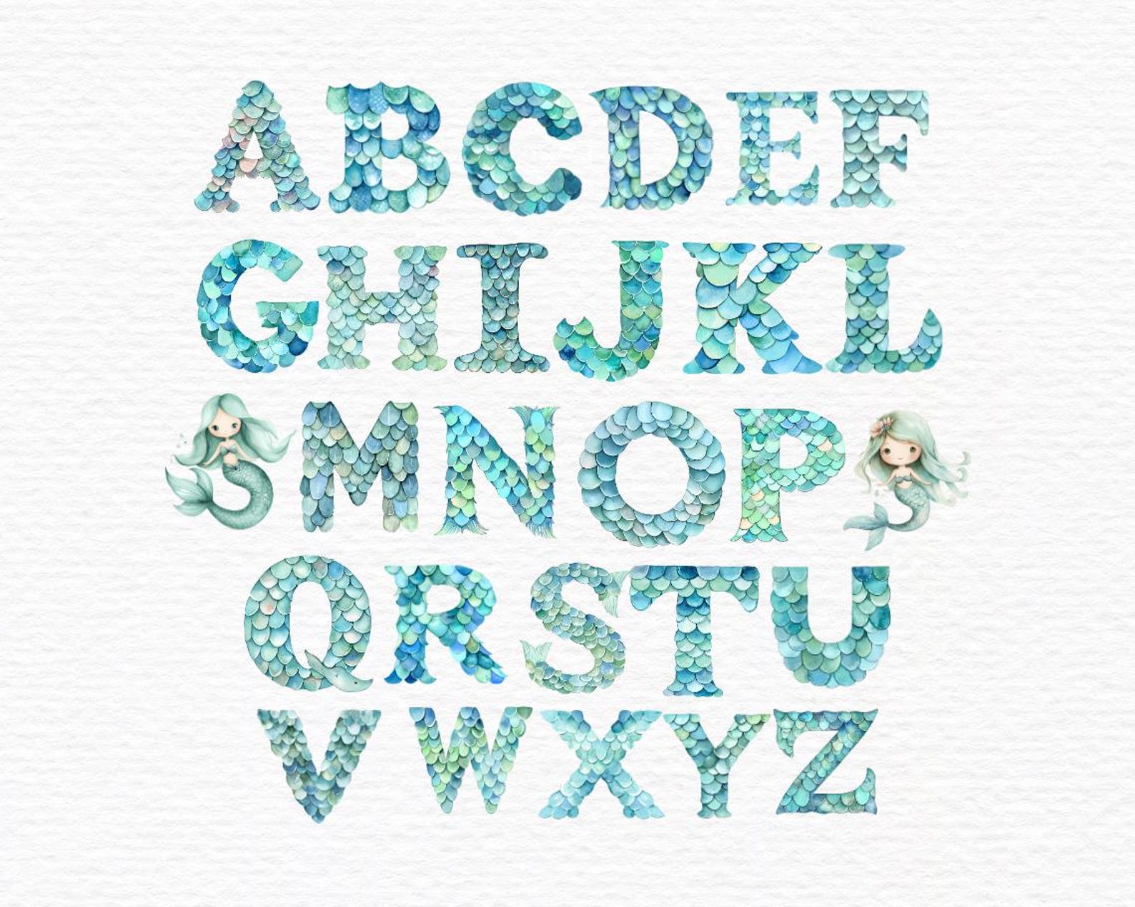Under the Sea Clipart Letters, Mermaid Alphabet, Mermaid Png, Mermaid ...