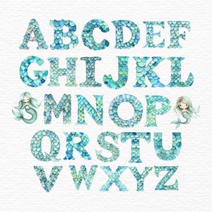 Under the Sea Clipart Letters, Mermaid Alphabet, Mermaid Png, Mermaid ...