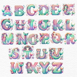 Under the Sea Clipart Letters, Mermaid Alphabet, Mermaid Png, Mermaid ...
