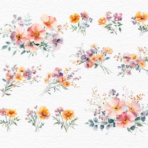 Watercolor Wild Flowers, Wild Flowers Clipart, Floral Clipart ...