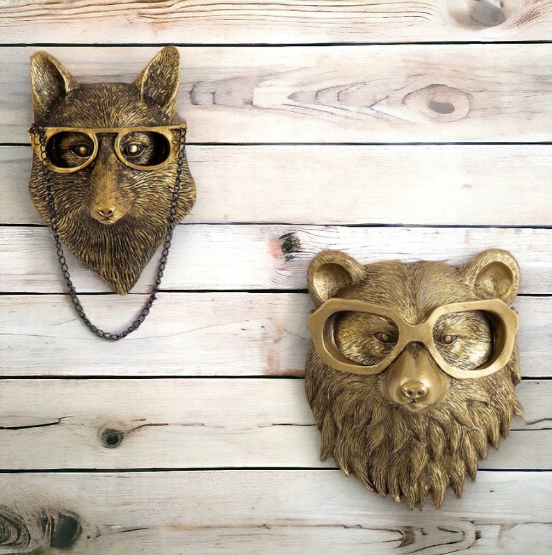 Bronze Animal Head Wall Decor Figurines Vintage Wall Decor Animal Head ...