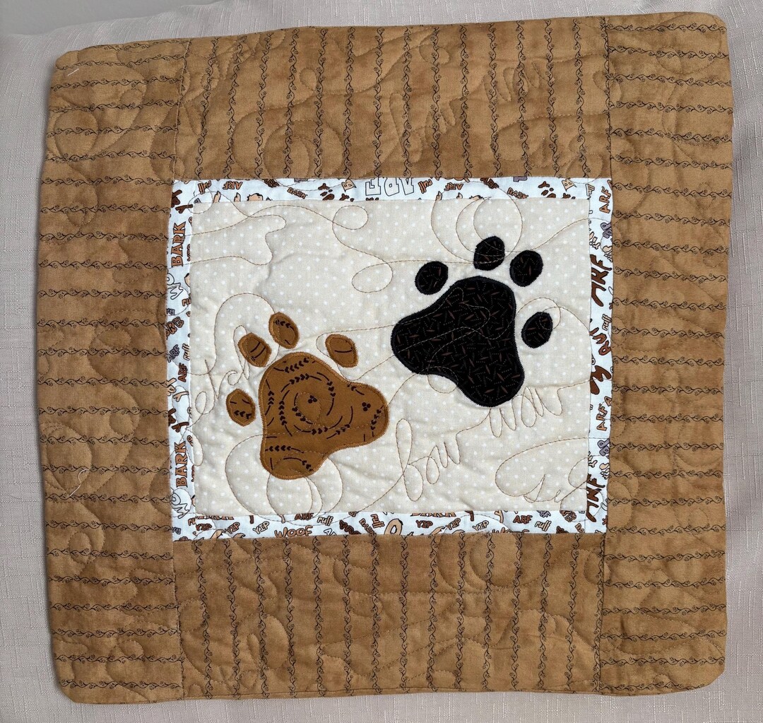 Double Paw Prints - Quilted Dog Pillow 16 Inches - Etsy