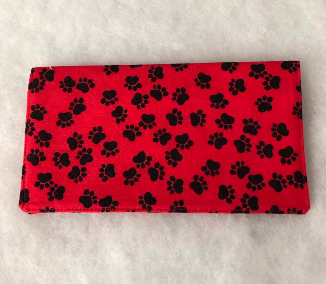 Black Paw Prints on Red - Checkbook Cover - Etsy