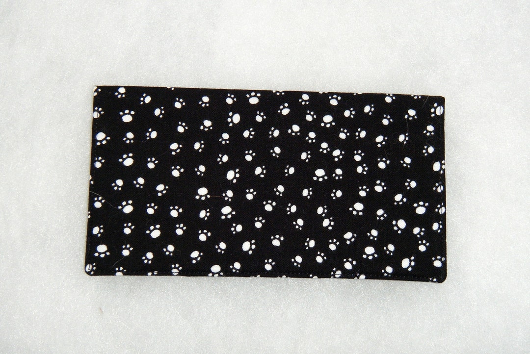 Checkbook Cover - Black With White Pawprints - Etsy