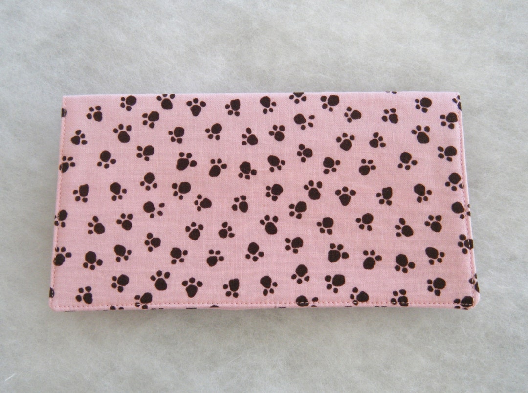 Black Paw Prints on Pink - Checkbook Cover - Etsy