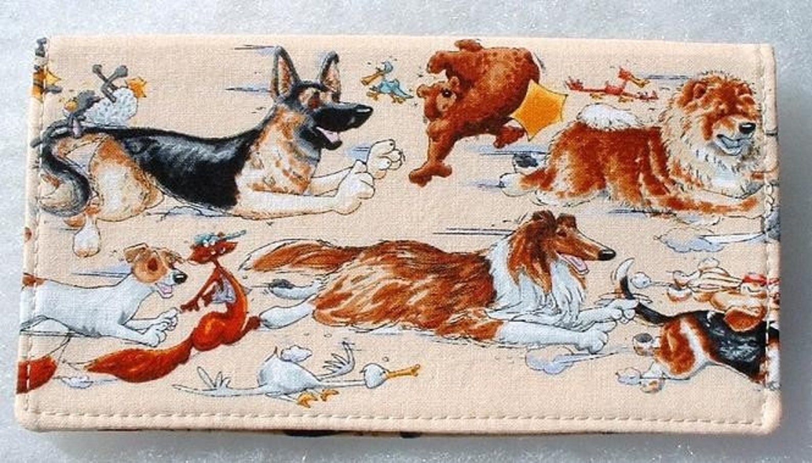 Checkbook Cover Dog Chase - Etsy
