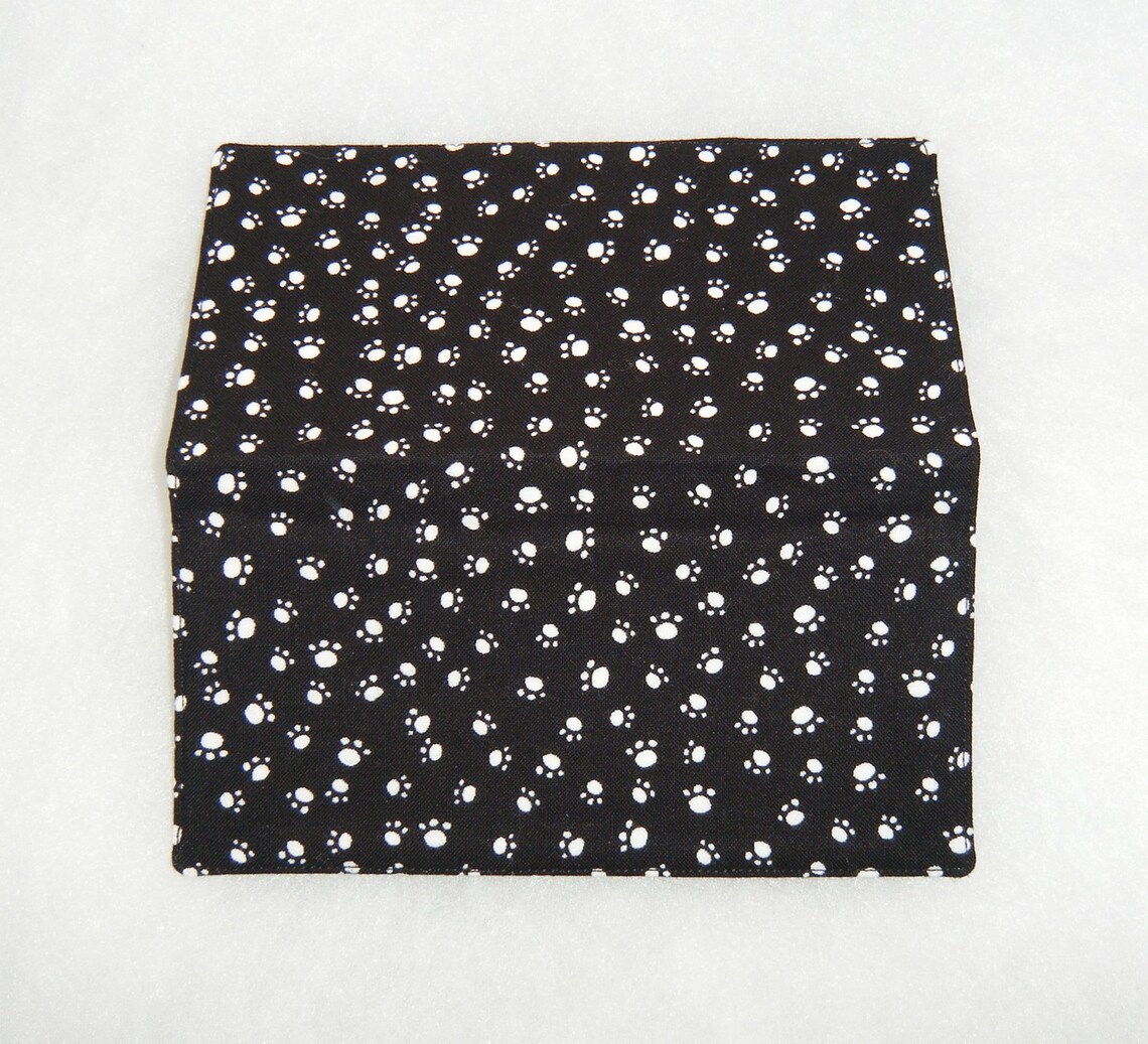 Checkbook Cover - Black With White Pawprints - Etsy