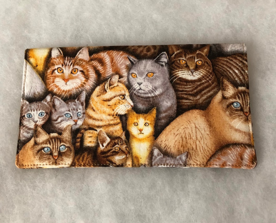 Checkbook Cover - Cats in Brown and Tan - Etsy