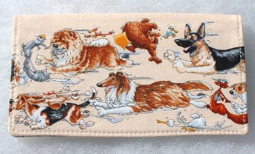 Checkbook Cover - Dog Chase - Etsy