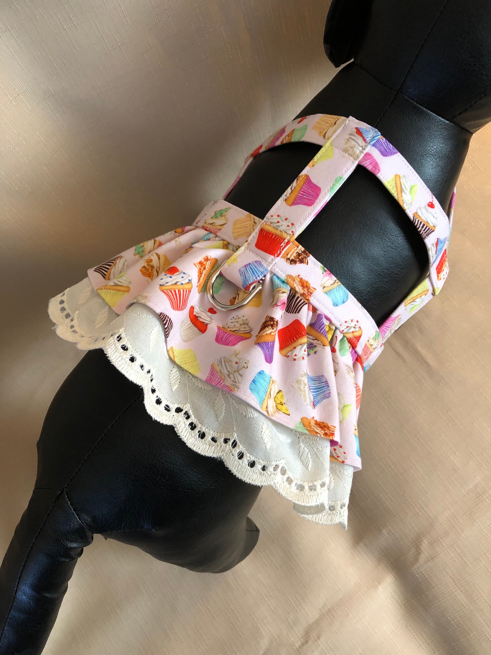 Girl Dog Harness in Cupcakes Party Dress for Dogs - Etsy