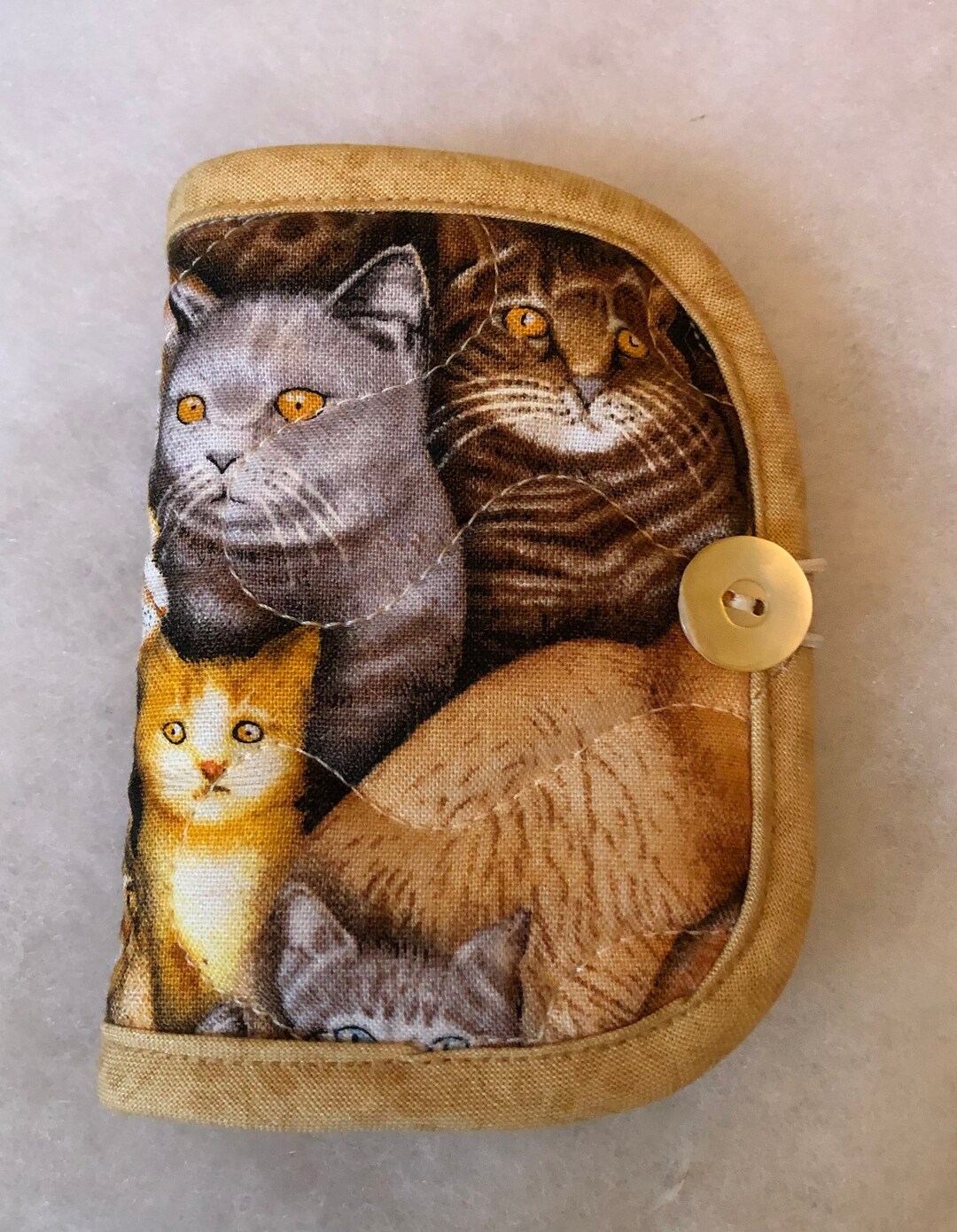 Quilted Needle Book Case Organizer - Cats in Tan Brown - Etsy